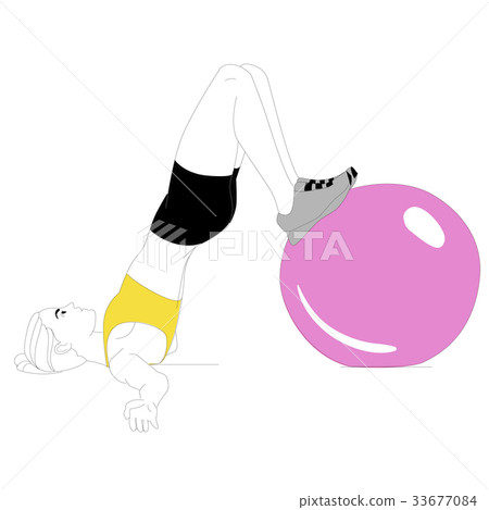girl is doing sports exercises with fitness ball - Stock Illustration ...