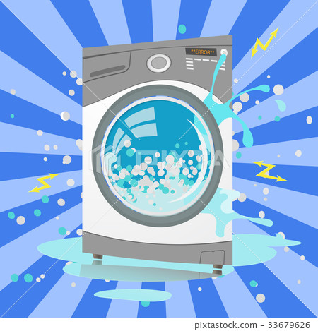 Broken washing machine in cartoon style. - Stock Illustration [33679626 ...