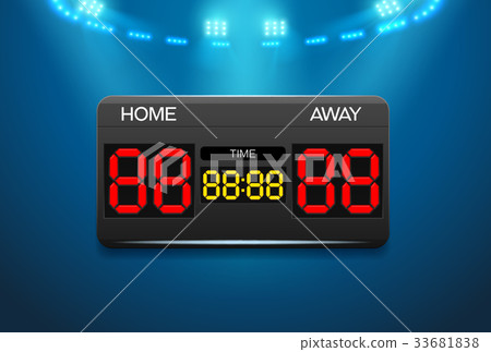 Scoreboard with time and result display spotlight - Stock Illustration ...