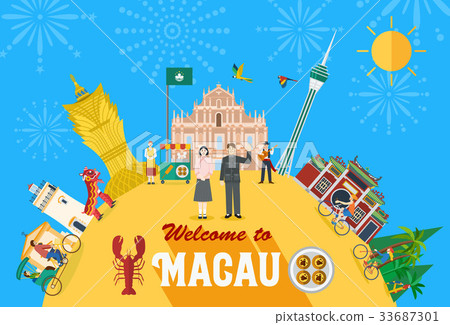 Illustration of Macau landmark and icons - Stock Illustration [33687301 ...