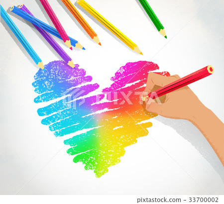 Vector illustration of hand drawing rainbow heart - Stock Illustration ...
