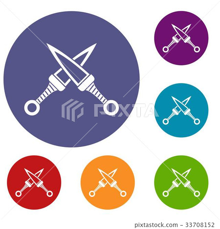 Crossed japanese daggers icons set - Stock Illustration [33708152] - PIXTA