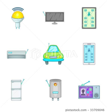 Smart home devices icons set, cartoon style - Stock Illustration ...