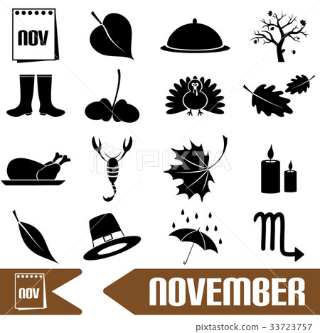 november month theme set of simple icons eps10 - Stock Illustration ...