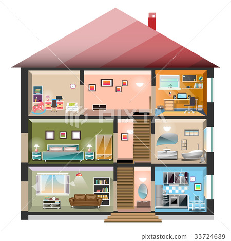 House in a cut isolated on white background - Stock Illustration ...