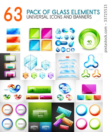 Mega pack of vector glass glossy design elements - Stock Illustration ...