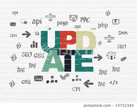 Web design concept: Update on wall background - Stock Illustration ...