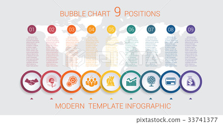infographic step step 9 positions colorful bubbles - Stock Illustration ...