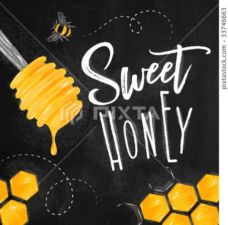 Poster sweet honey chalk - Stock Illustration [33746663] - PIXTA