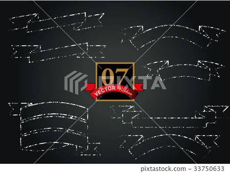 A set of chalk textured ribbons drawn on a... - Stock Illustration ...