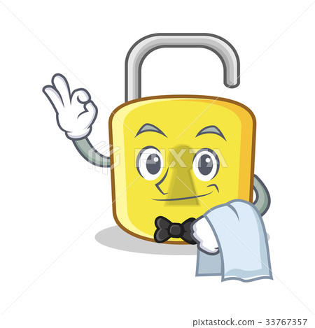 Waiter yellow lock character mascot - Stock Illustration [33767357] - PIXTA