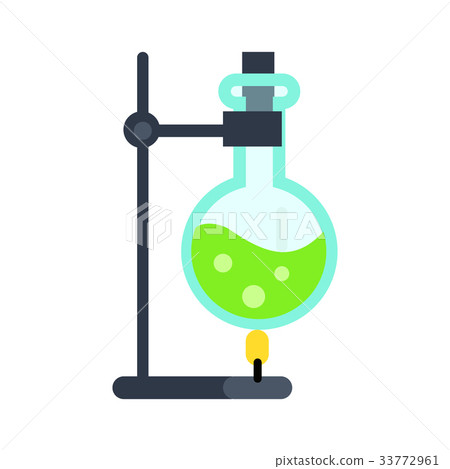 Lab Flask on Fire Illustration in Flat Style - Stock Illustration ...