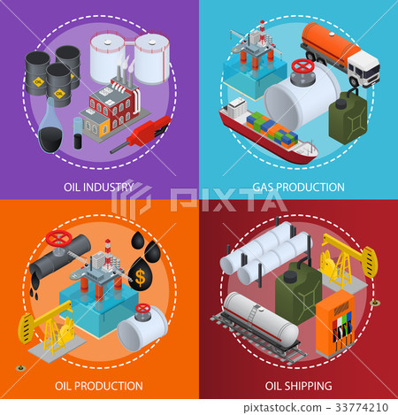 Oil Industry and Energy Resource Poster Card Set - Stock Illustration ...