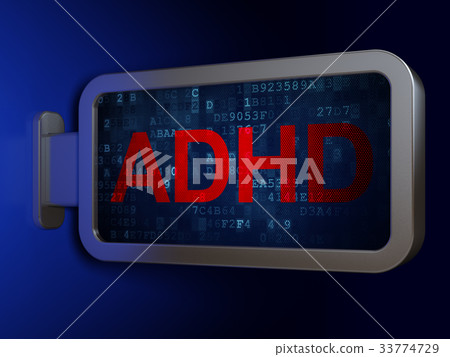 Health concept: ADHD on billboard background - Stock Illustration ...