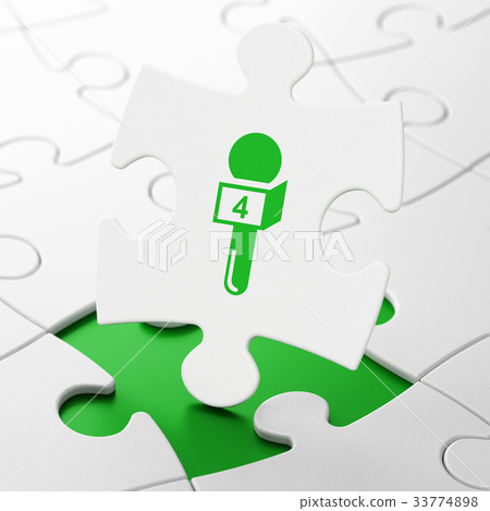 News concept: Microphone on puzzle background - Stock Illustration ...