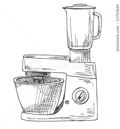 Food processor isolated on a white background. - Stock Illustration ...
