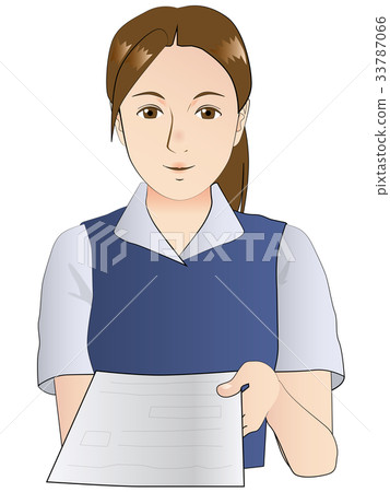 Female employee handing over materials - Stock Illustration [33787066 ...