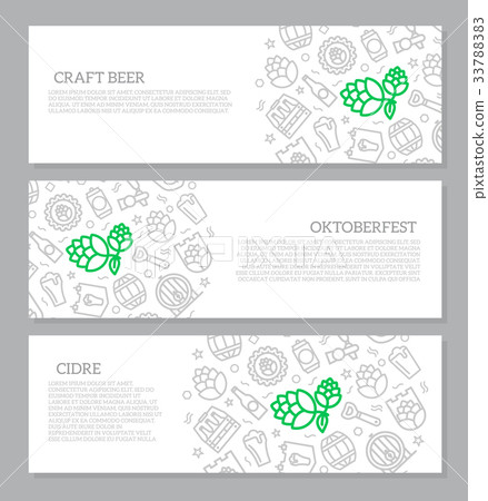 Set of three digital beer, pub and bar horizontal - Stock Illustration ...