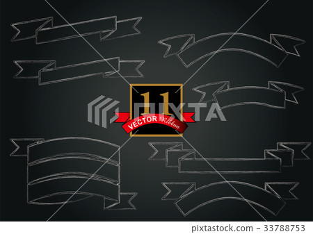 A set of chalk textured ribbons drawn on a... - Stock Illustration ...
