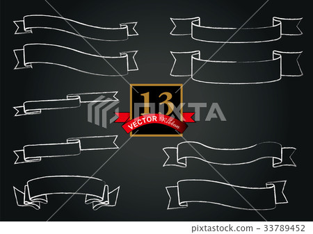 A set of chalk textured ribbons drawn on a... - Stock Illustration ...