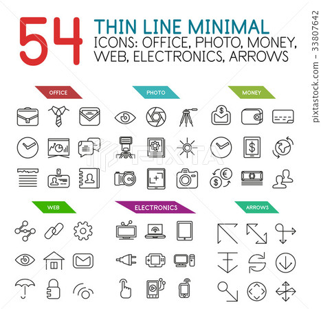 Set of linear web icons and buttons - office - Stock Illustration ...