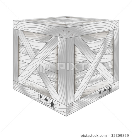 Vector of gray wooden box on white - Stock Illustration [33809829] - PIXTA