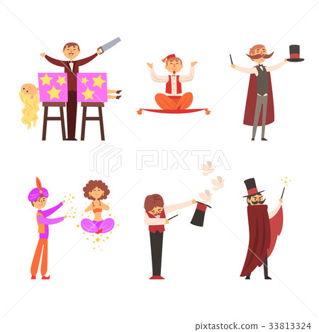 Magician in the circus show magic tricks magic - Stock Illustration ...