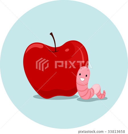 Preposition Apple Worm Near - Stock Illustration [33813658] - PIXTA