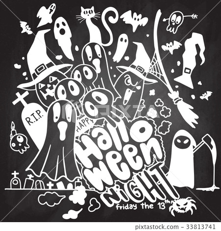 illustration of Cute hand-drawn Halloween doodles - Stock Illustration ...