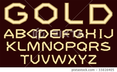 A complete set of Latin letters made of gold - Stock Illustration ...
