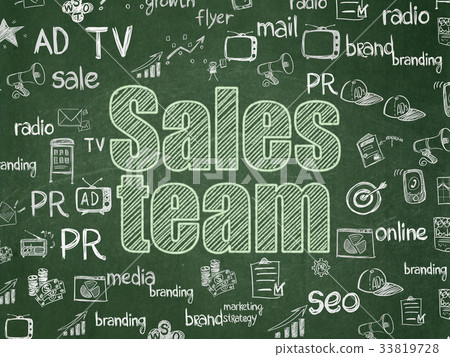 Advertising concept: Sales Team on School board - Stock Illustration ...