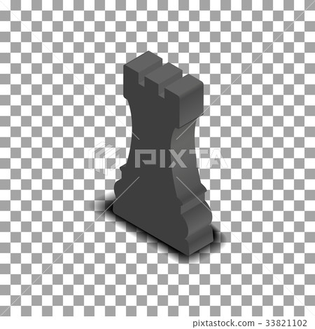 Black chess piece rook isometric, vector - Stock Illustration [33821102 ...