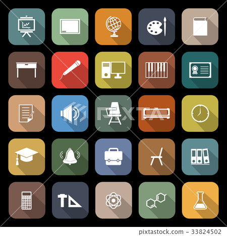 Classroom flat icons with long shadow-插圖素材 [33824502] - PIXTA圖庫
