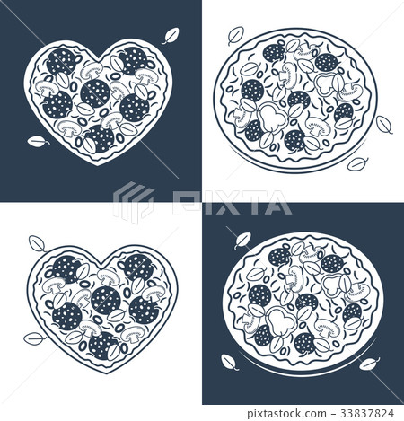 Seamless monochrome pizza pattern - Stock Illustration [33837824] - PIXTA