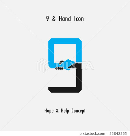 Creative 9- Number icon abstract and hands icon - Stock Illustration ...