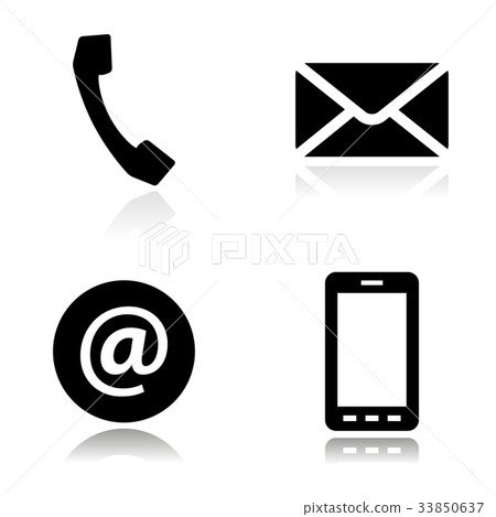 Vector black line contact icons set - Stock Illustration [33850637] - PIXTA