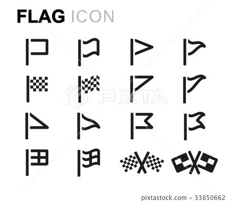 Vector black line flag icons set - Stock Illustration [33850662] - PIXTA