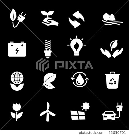 Vector white eco icons set - Stock Illustration [33850701] - PIXTA