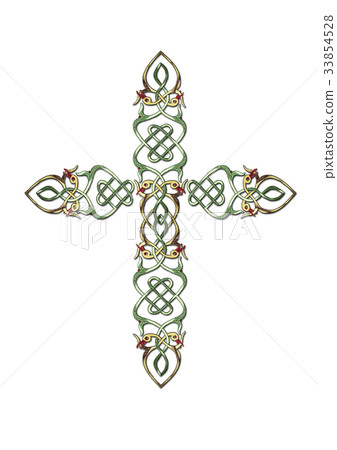 Cross of embroidery of interwoven birds - Stock Illustration [33854528 ...