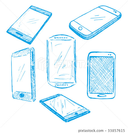 Sketch different phones, smartphones. - Stock Illustration [33857615 ...