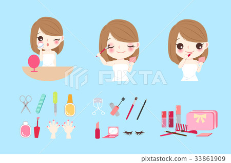 cartoon woman with makeup - Stock Illustration [33861909] - PIXTA