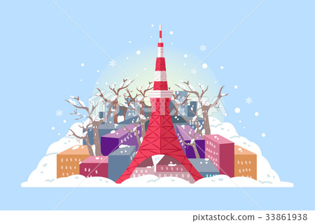 tokyo tower in winter-插圖素材 [33861938] - PIXTA圖庫
