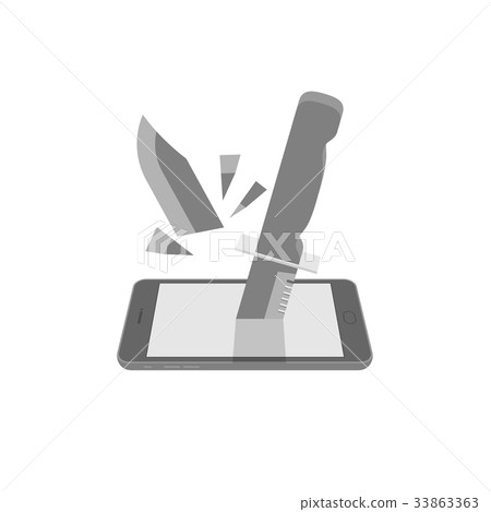 Smartphone with breaking knife set protection - Stock Illustration ...