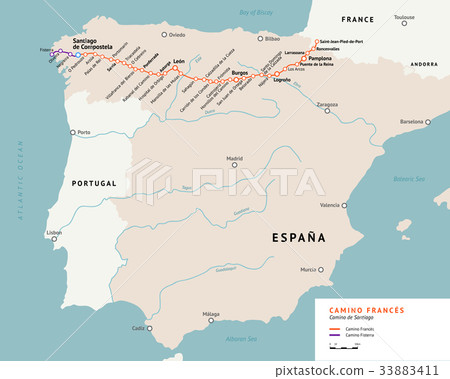 French Way map. Camino De Santiago. France. - Stock Illustration ...