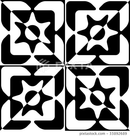 Seamless Star, Circle and Square Pattern - Stock Illustration [33892689 ...
