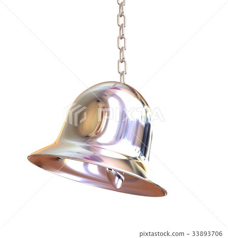 Shiny metal bell isolated on white background. - Stock Illustration ...