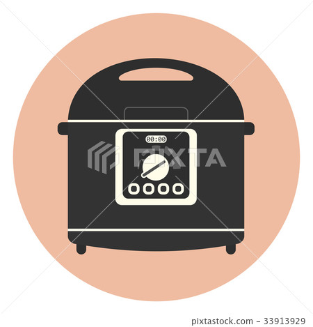 Flat kitchen multicooker machine icon, crockpot - Stock Illustration ...