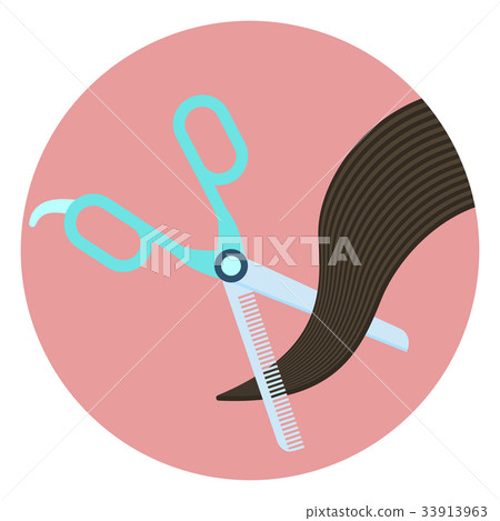 Flat vector blending scissors thin out blond hair - Stock Illustration ...