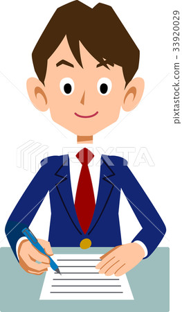 Male student filling out paperwork - Stock Illustration [33920029] - PIXTA