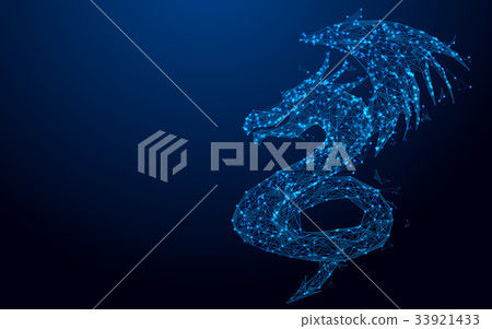 Wireframe dragon mesh from a starry background - Stock Illustration ...